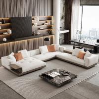 China Italian Design Genuine Leather L-Shaped Sectional Sofa Set in Modern White Finish for Living Room for sale