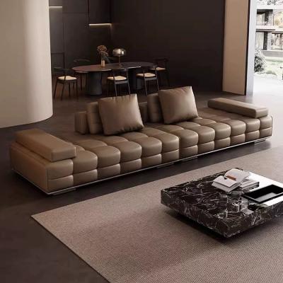 China MOYI Italian Minimalist Cowhide Sofa - Modular Lawrence Collection for Large Villa Living Rooms for sale