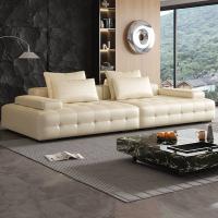 China MOYI Italian Minimalist Cowhide Sofa - Modular Lawrence Collection for Large Villa Living Rooms for sale