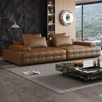 China MOYI Italian Minimalist Cowhide Sofa - Modular Lawrence Collection for Large Villa Living Rooms for sale
