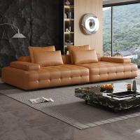China MOYI Italian Minimalist Cowhide Sofa - Modular Lawrence Collection for Large Villa Living Rooms for sale