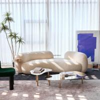 China High Density 45-65% Resilience Foam Modern Round Lounge Sectional Sofa with Boucle Velvet Upholstery for sale