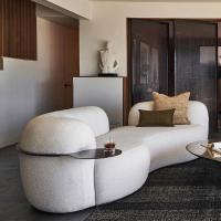 China High Density 45-65% Resilience Foam Modern Round Lounge Sectional Sofa with Boucle Velvet Upholstery for sale