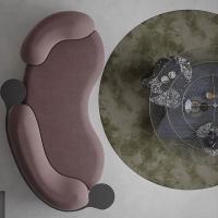 China High Density 45-65% Resilience Foam Modern Round Lounge Sectional Sofa with Boucle Velvet Upholstery for sale