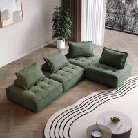 China Tufted Modular Sofa with Lamb Wool Upholstery and Wood Legs - Nordic Minimalist Design for Living Rooms 80-120 Inch Configurations for sale