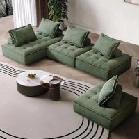China Tufted Modular Sofa with Lamb Wool Upholstery and Wood Legs - Nordic Minimalist Design for Living Rooms 80-120 Inch Configurations for sale