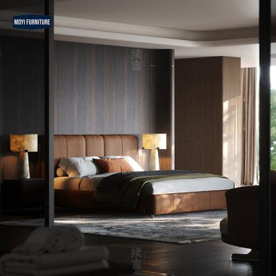China OEM Modern King Size Bed Frame 76x80 - Upholstered Wooden Queen Double Hotel Bedroom Furniture for sale