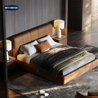 China OEM Modern King Size Bed Frame 76x80 - Upholstered Wooden Queen Double Hotel Bedroom Furniture for sale