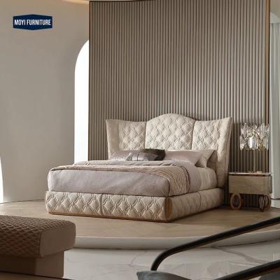 China Oak Soft Bed Velvet Italian Tufted Bed Frame with Extendable Headboard - King 76x80 Queen 60x80 for sale