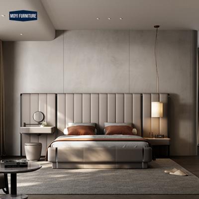 China Italian Luxury Integrated Bedroom Set with Soft Bed, Dressing Table & Bedside Tables - Modern Villa Furniture Collection for sale