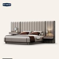 China Italian Luxury Integrated Bedroom Set with Soft Bed, Dressing Table & Bedside Tables - Modern Villa Furniture Collection for sale