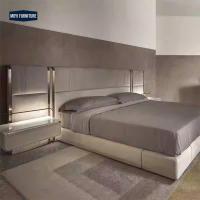 China Soft Bed Luxury Modern Bedroom Set with Leather Upholstery and Storage - Single 90cm or King 150cm Size Options for sale