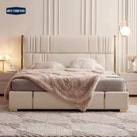 China Soft Bed Luxury Modern Bedroom Set with Leather Upholstery and Storage - Single 90cm or King 150cm Size Options for sale