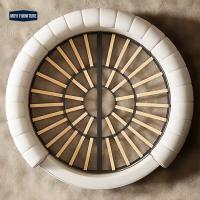 China OEM White Velvet Round Bed for Hotels - 180cm to 200cm Diameter Custom Upholstered Luxury Bed for sale