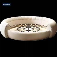 China OEM White Velvet Round Bed for Hotels - 180cm to 200cm Diameter Custom Upholstered Luxury Bed for sale