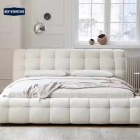 China Modern King Size Bed 180x200cm with Italian Fabric Upholstery and Wooden Frame - Minimalist Bedroom Furniture for sale
