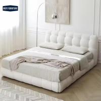 China Modern King Size Bed 180x200cm with Italian Fabric Upholstery and Wooden Frame - Minimalist Bedroom Furniture for sale