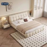 China Modern King Size Bed 180x200cm with Italian Fabric Upholstery and Wooden Frame - Minimalist Bedroom Furniture for sale