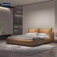 China MOYI Luxury King Size Bed Frame 76x80 Inch MDF Panel White Leather Designer Bedroom Furniture Set for sale