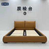 China MOYI Luxury King Size Bed Frame 76x80 Inch MDF Panel White Leather Designer Bedroom Furniture Set for sale