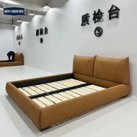 China MOYI Luxury King Size Bed Frame 76x80 Inch MDF Panel White Leather Designer Bedroom Furniture Set for sale