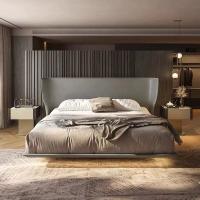 China Custom Color Leather Upholstered Californian King Bed with White Wood Frame - 72