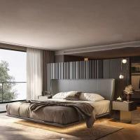 China Custom Color Leather Upholstered Californian King Bed with White Wood Frame - 72