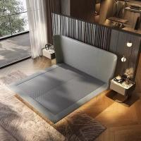 China Custom Color Leather Upholstered Californian King Bed with White Wood Frame - 72
