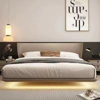 China Custom Color Leather Upholstered Californian King Bed with White Wood Frame - 72
