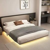 China Custom Color Leather Upholstered Californian King Bed with White Wood Frame - 72