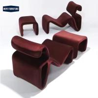 China MOYI Nordic Modern Arm Chair with S-Shaped Seat - Contemporary Fabric Upholstery Single Sofa for Living Room for sale