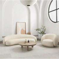 China 280cm x 70cm Modern White Round Curved Sofa - Boucle Velvet Half Moon Design with OEM Manufacturing Options for sale