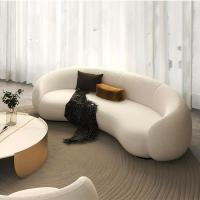 China 280cm x 70cm Modern White Round Curved Sofa - Boucle Velvet Half Moon Design with OEM Manufacturing Options for sale