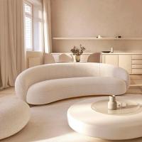 China 280cm x 70cm Modern White Round Curved Sofa - Boucle Velvet Half Moon Design with OEM Manufacturing Options for sale