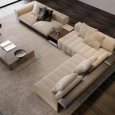 China Modern Italian L-Shape Sectional Sofa Set with High Density Foam and Luxury Leather Upholstery for Living Room for sale