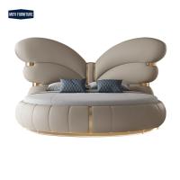 China King Size Modern Bedroom Furniture with Butterfly Headboard - 76