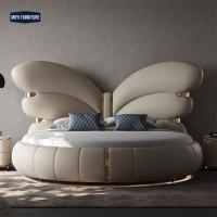 China King Size Modern Bedroom Furniture with Butterfly Headboard - 76