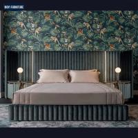China Custom King Size Bed Frame with Italian Upholstered Headboard - 76x80 Inch Premium Wood Construction for sale