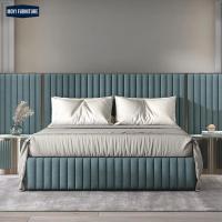 China Custom King Size Bed Frame with Italian Upholstered Headboard - 76x80 Inch Premium Wood Construction for sale