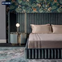 China Custom King Size Bed Frame with Italian Upholstered Headboard - 76x80 Inch Premium Wood Construction for sale
