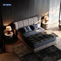 China Oak Wood Frame King Size Double Bed with Velvet Headboard - 76