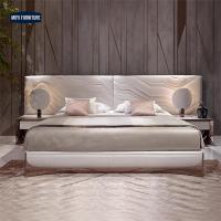 China Custom Leather Upholstered King Size Bed with Double Back Headboard - 76