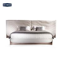 China Custom Leather Upholstered King Size Bed with Double Back Headboard - 76
