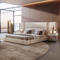 China King Size Synthetic Leather Upholstery Bed Frame Set with Plywood Panel Construction - Modern Villa Bedroom Furniture for sale