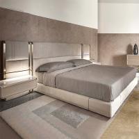 China King Size Synthetic Leather Upholstery Bed Frame Set with Plywood Panel Construction - Modern Villa Bedroom Furniture for sale