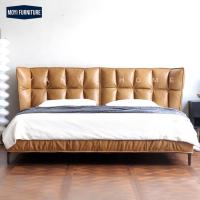 China King Size Synthetic Leather Bed Frame 76x80 with Custom Color Options - Classic Luxury Bedroom Furniture Set for sale