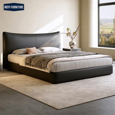 China Italian Minimalist Leather Bed with Plywood Panel Construction - King Size 180x200cm & Queen Size 150x200cm - Custom Sizes Available for sale