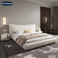 China Italian Minimalist Leather Bed with Plywood Panel Construction - King Size 180x200cm & Queen Size 150x200cm - Custom Sizes Available for sale