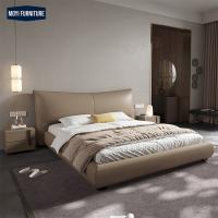 China Italian Minimalist Leather Bed with Plywood Panel Construction - King Size 180x200cm & Queen Size 150x200cm - Custom Sizes Available for sale