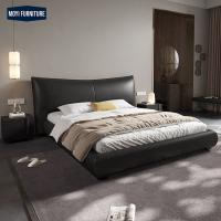 China Italian Minimalist Leather Bed with Plywood Panel Construction - King Size 180x200cm & Queen Size 150x200cm - Custom Sizes Available for sale